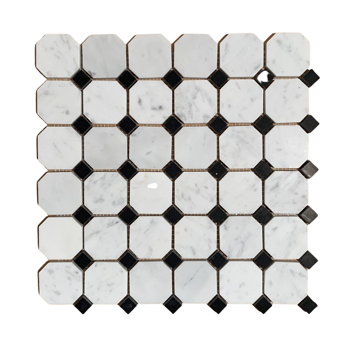 Carrara Marble Octagon & Dot Mosaics - Buy Online - Ammonite Living